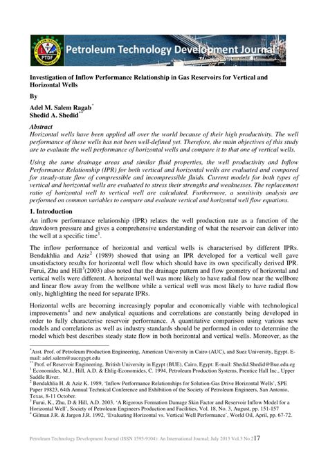Pdf Investigation Of Inflow Performance Relationship In Gas Reservoirs For Vertical And