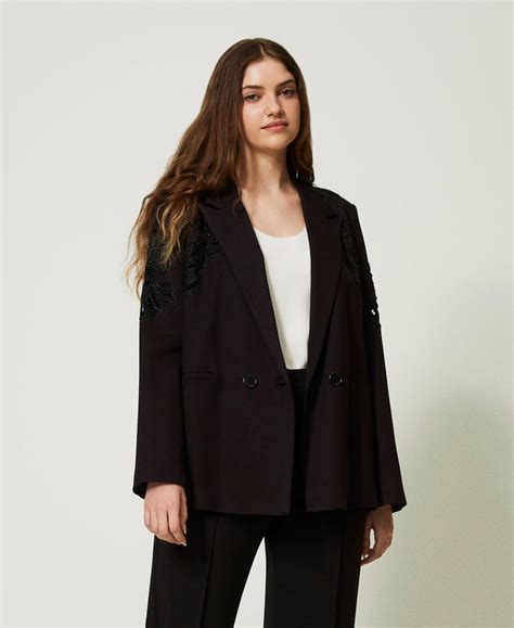 Blazer With Handmade Embroidery Woman Black Twinset Milano