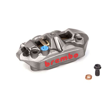 Brembo M4 Front Caliper Radial Mount Titanium Red Lettering Get
