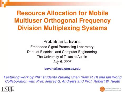 Ppt Resource Allocation For Mobile Multiuser Orthogonal Frequency Division Multiplexing