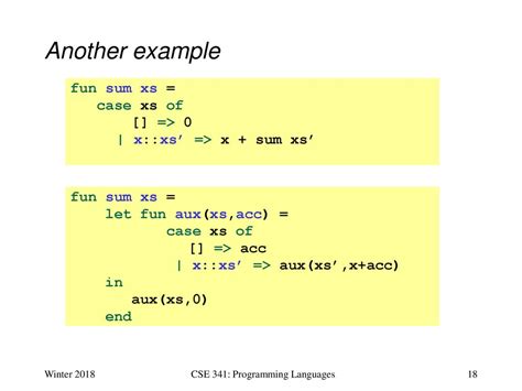 Cse341 Programming Languages Lecture 6 Nested Patterns Exceptions Tail Recursion Zach Tatlock