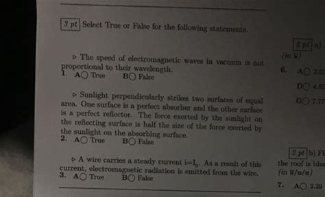 Solved 3 pt Select True or False for the following | Chegg.com