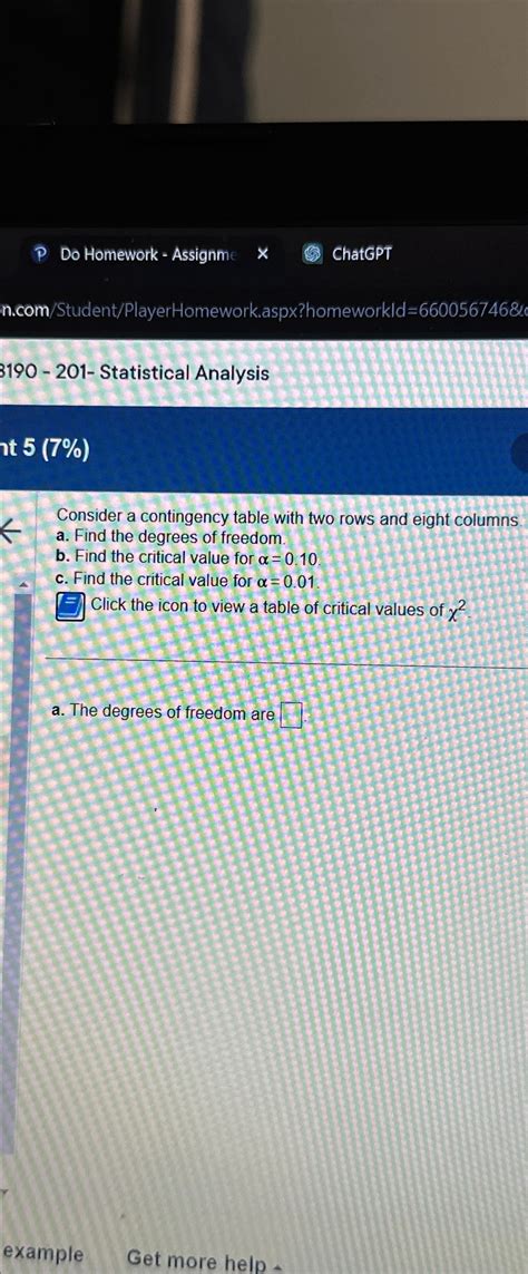 Solved Consider A Contingency Table With Two Rows And Eight