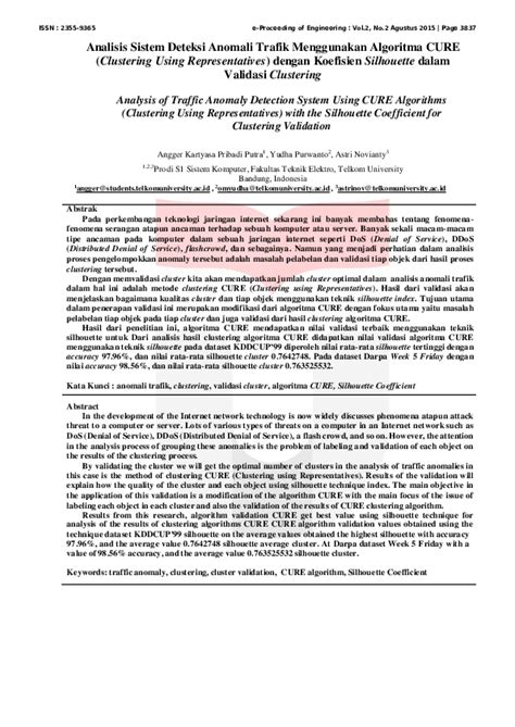 Pdf Analisis Sistem Deteksi Anomali Trafik Menggunakan Algoritma Cure
