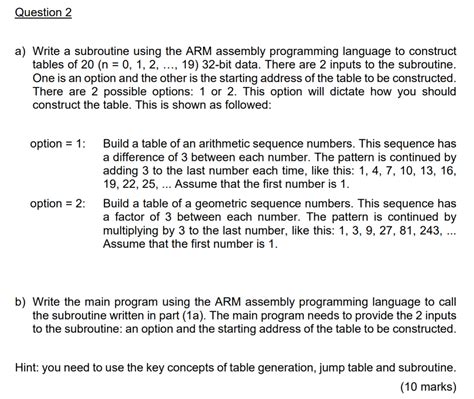Question A Write A Subroutine Using The Arm Chegg