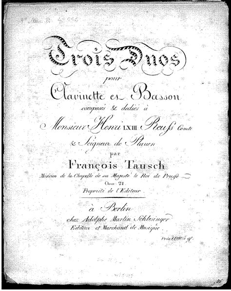 3 Duos For Clarinet And Bassoon Op21 Tausch Franz Imslp