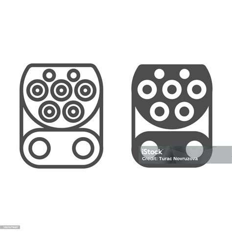 Ccs充電器線和固體圖示電動車概念電動車充電插頭標誌在白色背景充電插頭類型sae圖示在移動和網頁設計的輪廓風格向量圖形向量圖形及更多互聯網圖片