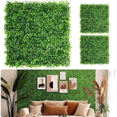 12 Pack Artificial Grass Wall Panels 25x25cm Outdoor Boxwood Hedge