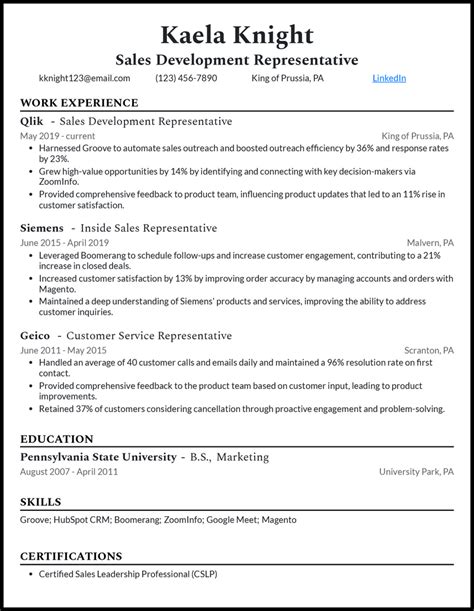 3 Sales Development Representative Resume Examples For 2025
