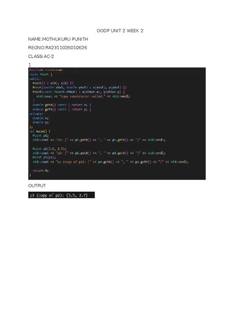 Week Ra Object Oriented Design And Programming Name