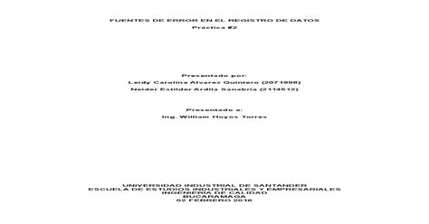 Fuentes De Error En El Registro De Datos Pdf Document