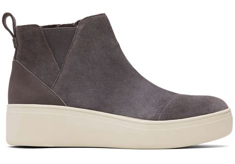 Jamie Slip On Grey Suede Ortholite Toms Slip On Womens Wedge