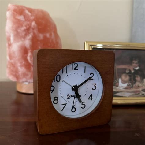 Wooden Quiet Analog Silent Alarm Clock Natural Wood Minimalist Design