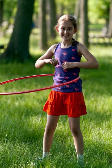 Girl Hula Hooping Stock Image Image Of Blond Aged Coordination