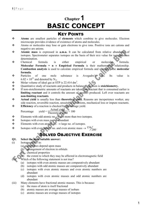 Solution Chemistry Chapter 1 Basic Concepts Complete Solved Exercise