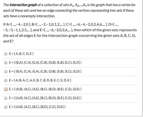 Solved The Intersection Graph Of A Collection Of Sets A B C D And E Is The Graph That Has A