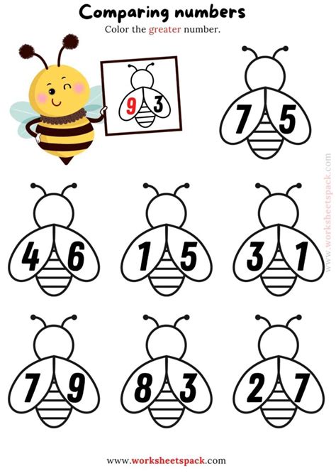 Comparing Worksheet Color The Greater Number Worksheetspack