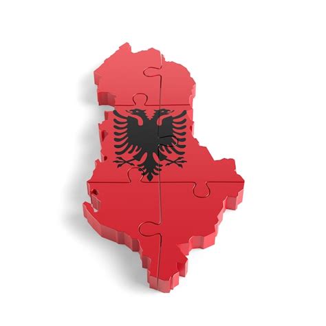 Cores Da Bandeira Quebra Cabeça Design De Mapa Da Albânia Renderização