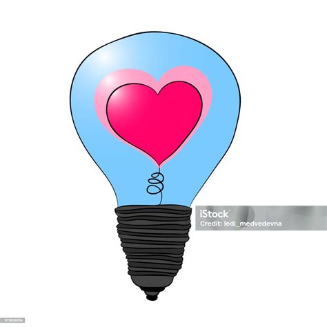 내 마음 빛 전구입니다 사랑 점등 발렌타인 데이 S에 대 한 그림입니다 벡터 드로잉 개념에 대한 스톡 벡터 아트 및 기타 이미지