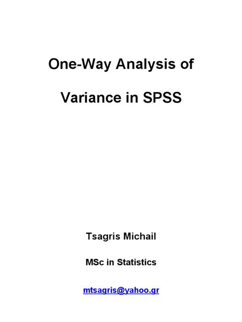 One Way Analysis Of Variance In Spss Pdf Analysis Of Variance