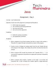 Day Assignment Docx Java Assignment Day Concept Java Fundamentals Objective At The End