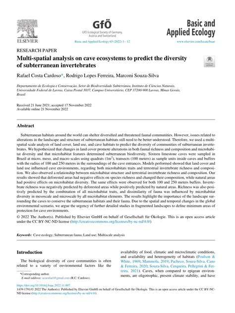 PDF Multi Spatial Analysis On Cave Ecosystems To Predict The Diversity Of Subterranean
