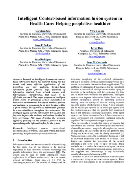 pdf intelligent context based information fusion system in health