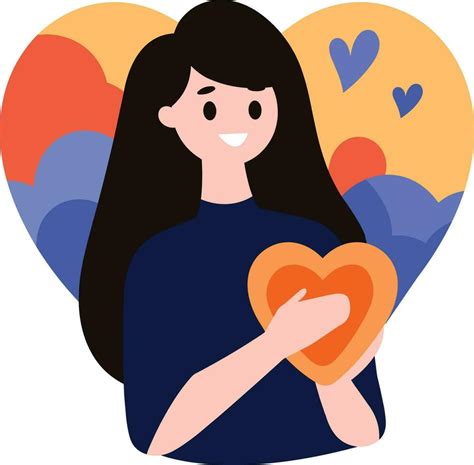 A Woman Hugging Big Heart In Flat Style Isolated On Background 36893492