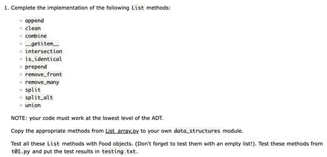Solved Complete The Implementation Of The Following List Chegg