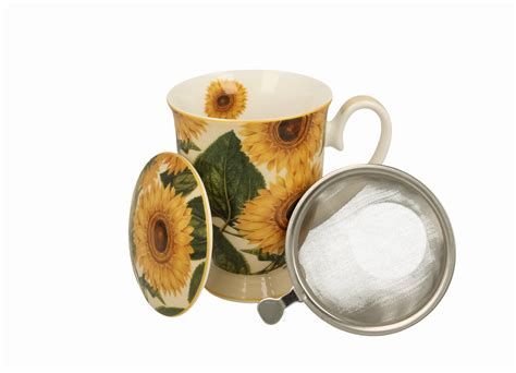 Kubek z zaparzaczem i przykrywką 325 ml SUNFLOWERS Gustomania pl