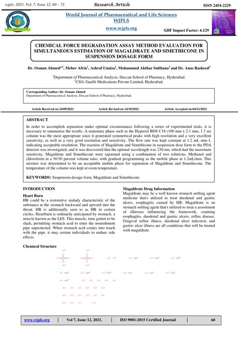Pdf Chemical Force Degradation Assay Method Evaluation For Simultaneous Estimation Of