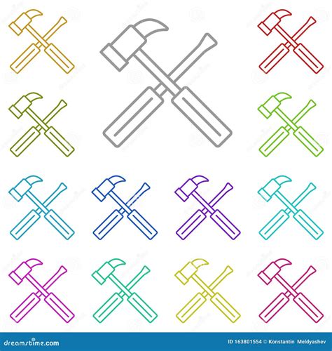 Maintenance Constriction Tools Multi Color Icon Simple Thin Line Outline Vector Of Real