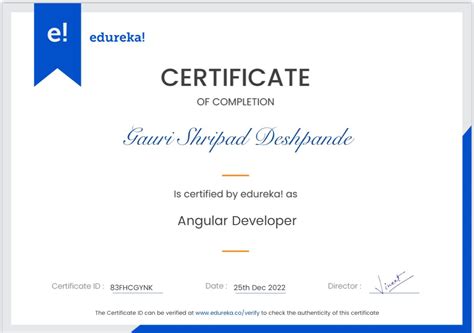 Gauri Deshpande On Linkedin Certificate Angulardeveloper Edureka