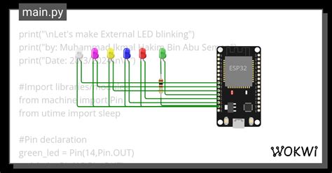 External Led Blinking Wokwi Esp32 Stm32 Arduino Simulator
