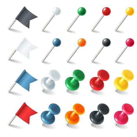Premium Vector Pins Tacks Flags Pointer Colored Marker Pin Flag 3d