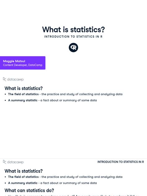 Introduction To Statistics In R Pdf Statistics Statistical Inference
