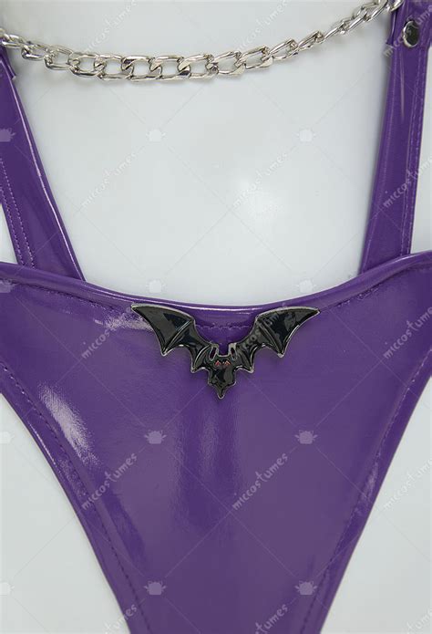 Women Pm Derivative Sexy Lingerie Set Purple Cutout Bodysuit And