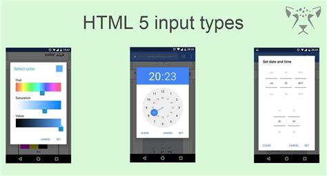 انواع فیلد Html5 در طراحی فرم برای موبایل وب یوز