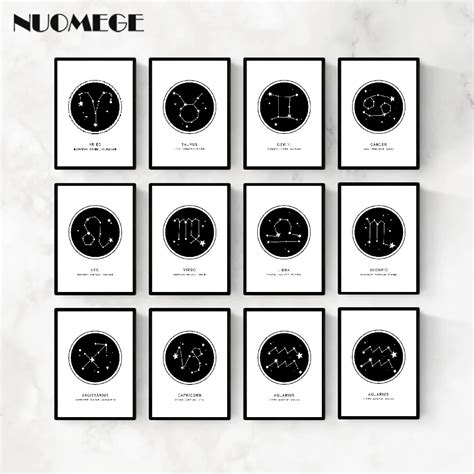 별자리 보육 벽 아트 포스터 인쇄 점성술 로그인 미니멀리스트 기하학 캔버스 페인팅 북유럽 아이 장식 사진그림 And 서예 Aliexpress