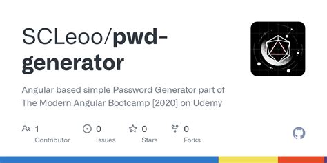 GitHub SCLeoo Pwd Generator Angular Based Simple Password Generator