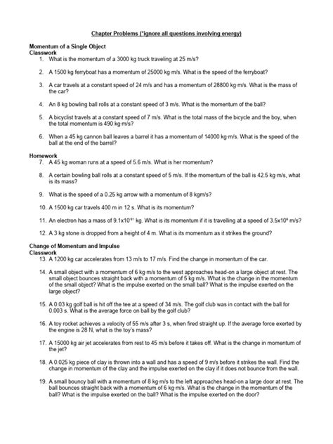 Problems Momentum Pdf Collision Momentum