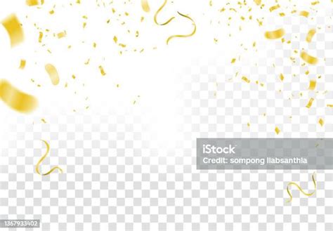 Template Latar Belakang Perayaan Dengan Confetti Dan Pita Emas