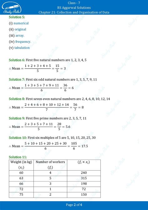 RS Aggarwal Solutions Class 7 Exercise 21A Chapter 21 Collection And