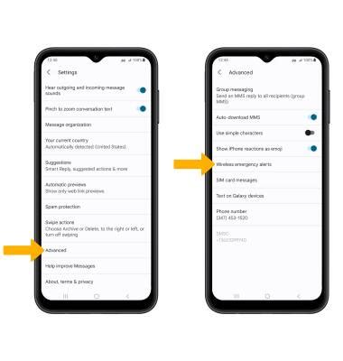 Samsung Galaxy A14 5G SM A146U Messaging Settings AT T