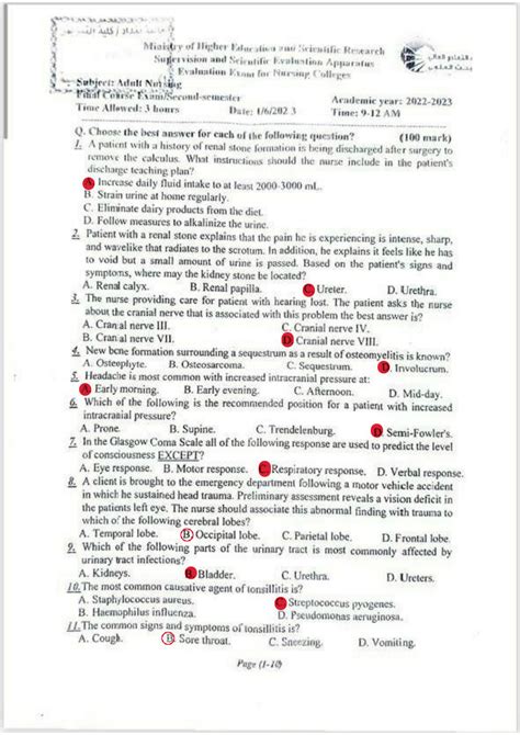 SOLUTION Examen Final Con Soluciones Facultad De Enfermer A Enfermer A