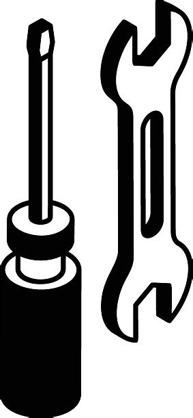 개방형 렌치 및 슬롯형 스크루 드라이버 손 도구 개념 벡터 아이콘 아이소메트릭 디자인 자동차 서비스 및 자동차 수리점 기호 트럭 예비 부품 기호 자동차 기술자 장비 재고