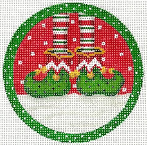 Kate Dickerson Needlepoint Elfs Feet Ornament Needle Nook