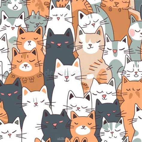 Repeating Cat Patternneural Network Ai Generated Stock Illustration