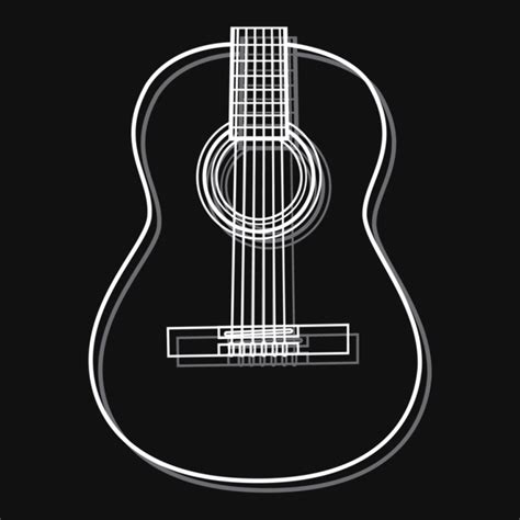 Classical Acoustic Guitar Body Outline Dark Theme Metal Print