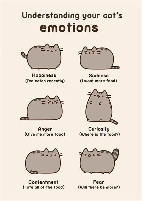 Pusheen The Cat Understanding Your Cats Emotions Greeting Card